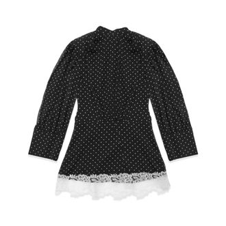 Rotate Minikleid LS mit Spitzendetail - - Dresses - Damen - Schwarzk - S