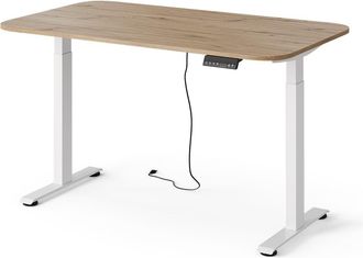 Vicco h&ouml;henverstellbarer elektrischer Schreibtisch Elevate, Wei&szlig;/Artisan, 140 x 80 cm, 2 Motoren, 100 kg Tragkraft