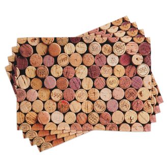 Abakuhaus Wein Platzmatten 8 St&uuml;ck Waschbare Stoff Esszimmer K&uuml;che Tischdekorations Digitaldruck, Pfirsich Ecru