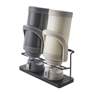 Yamazaki Tableware 5410 Tower Flaschen-Abtropfst&auml;nder mit Ablage, schwarz, Stahl/ABS-Harz, minimalistisch, 32 x 12 x 17 cm