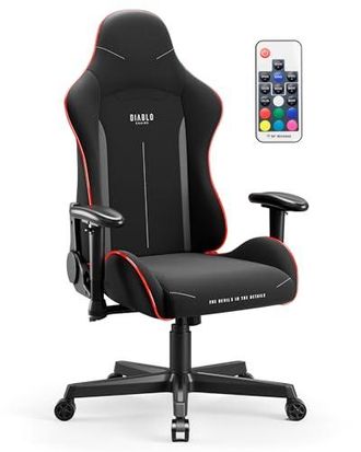 Diablo Chaise Gaming X-Starter | Fauteuil Gamer Siege de Bureau Ergonomique Revêtement en Tissu, Accoudoirs Réglables, Mécanisme Dinclinaison | Chaise Ergono