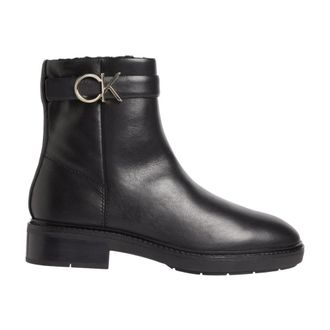 Calvin Klein Schwarze Leder-Stiefeletten - - Shoes - Damen - Schwarzk - 36 EU