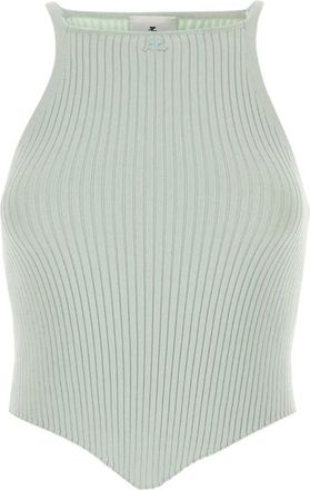 Courr&egrave;ges Femme, Tops, Vert, Taille: 38 FR Pointy Rib Knit Tank Top