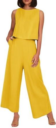 Generic Tenue 2 pi&egrave;ces Smmer d&eacute;contract&eacute;e sans manches pour femme avec d&eacute;bardeur court et pantalon &agrave; jambes larges - Surv&ecirc;tement essentiel pour les vacances d