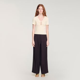 Sandro T-shirt court en coton &agrave; bijou