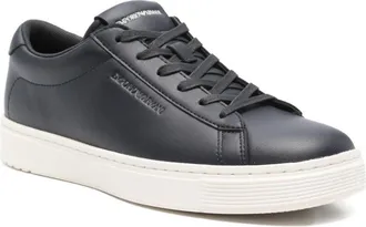 Emporio Armani Leather Low-Top Sneaker - Black