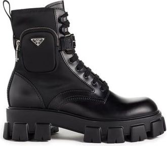 Prada Combat boots Monolith en cuir et Re-nylon