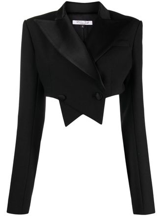 LaQuan Smith blazer crop &agrave; boutonni&egrave;re crois&eacute;e - Noir