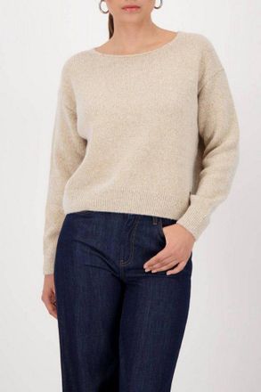 Monari Rundhalspullover 809079 Woll-Strickpullover mit gl&auml;nzendem Lurex