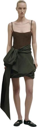 Erika Cavallini Semi Couture Femme, Jupes, Vert, Taille: 38 FR P6Sp02 Mini-jupe &agrave; effet ballon en taffetas
