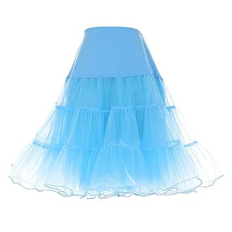 Dresstells Petticoat Unterrock Damen Reifrock Karneval Dirndl Blau 1950er Rockabilly Kleider Pettycode Kurz T&uuml;llrock Fasching Kost&uuml;m Blue S