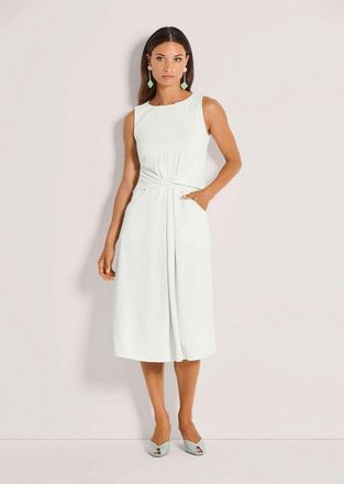 Madeleine Midikleid Midikleid mit eleganter Drapierung Sommerkleid mit Rundhals, Taschen, Kniel&auml;nge und ohne Arm