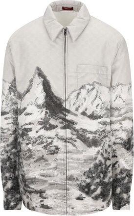 Gucci Jacke mit Gebirgs-Print und Rei&szlig;verschluss - Wei&szlig;