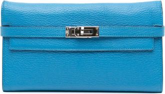 Hermès Portemonnaie - Chevre Mysore Kelly Longue Wallet - Gr. unisize - in Blau - für Damen