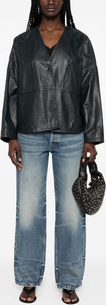 Forte_Forte Leather Bead-Embellished Jacket - Black