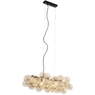 QAZQA Uvas - led Dimmable Suspension multiples variateur inclus - 8 lumi&egrave;re - l 80 cm - Noir et Or - Art Deco, Design - &eacute;clairage int&eacute;rieur - Salon i