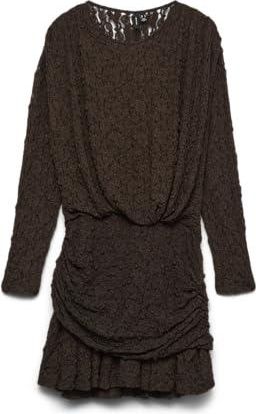 Vero Moda Vero Moda Lace Short Dress Vmhalley Ls JRS Exp Robe Courte en Dentelle, Martini Chocolat, XL Femmes