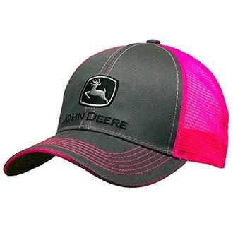 John Deere Grey with Neon Pink Mesh Snapback Hat - 23080418CH00