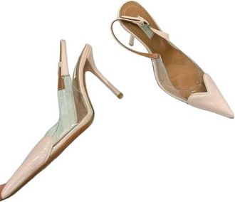 Generic YUJIEBB Sandales d&eacute;t&eacute; pour femme Talons hauts Talons hauts T&ecirc;te vide Film Transparent Mode Femmes Escarpins, Rose 8 cm., 35.5 EU