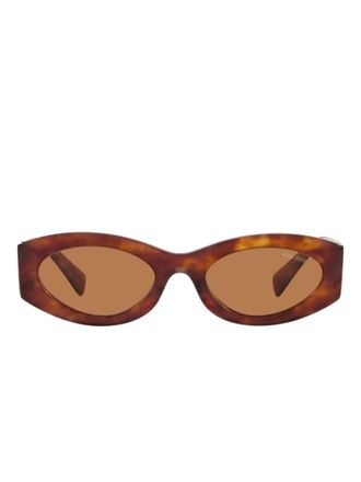 Miu Miu Eyewear Ovale Sonnenbrille in Schildpattoptik - Braun