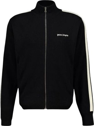 Palm Angels Homme, Sweatshirts et sweats &agrave; capuche, Noir, Taille: S Classic Logo Knit Track Jacket
