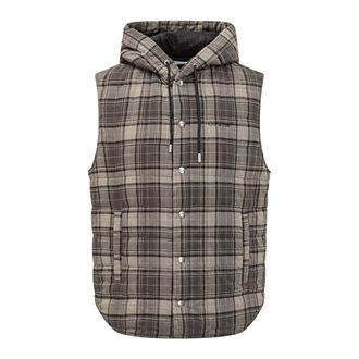 Off-white Karierte Steppweste mit Kapuze - - Jackets - Herren - Grau - M