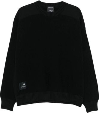 Yohji Yamamoto Homme, Pulls, Noir, Taille: XL Pull en Laine Noire Côtelée