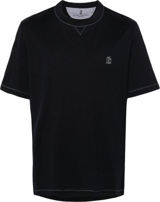 Brunello Cucinelli T-Shirt mit Kontrastnaht - Blau