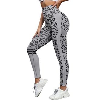 Generic Legging de sport pour femme - Vert l&eacute;opard - Pantalon de yoga - Legging de sport - Taille haute - Push Up - Pantalon de yoga - Pantalon de sport - Pan