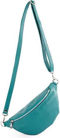 modamoda.de T211 Sac banane italien Medium En cuir souple, turquoise, Small