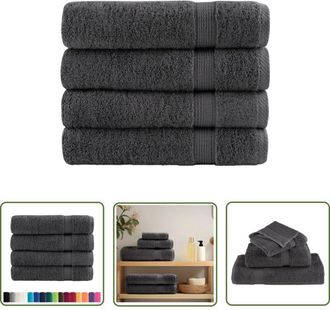 vidaXL The Living Store Premium-Badet&uuml;cher SOLUND 4 Stk. Anthrazit 100x150 cm 600 g/m&sup2; - Baumwolle - Badehandt&uuml;cher - Duscht&uuml;cher - Anthrazit - Handt&uuml;cher