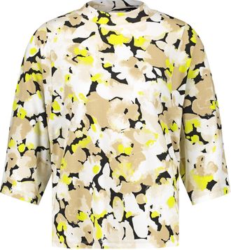 Taifun Damen Shirt mit weitem Arm weiter Arm, halber Arm Gemustert Roasted Hazel Gemustert 34