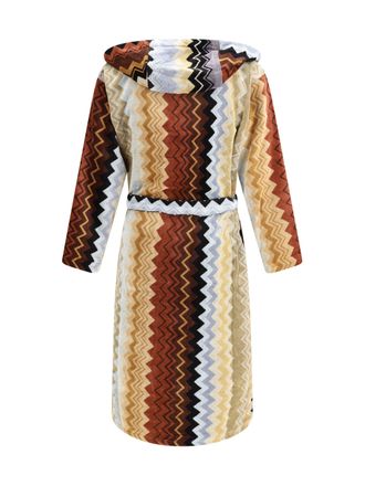 Missoni Unisex Giacomo Hooded Bathrobe Black Multicolor Cotton Extras
