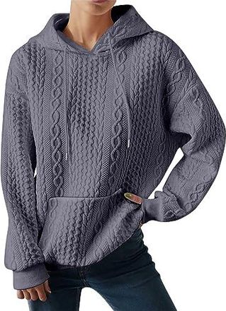 Generic Hauts &agrave; capuche de sport pour femme - Sweat-shirt blanc surdimensionn&eacute; pour femme - Sweat &agrave; capuche dautomne d&eacute;t&eacute; &agrave; manches longues avec poches - V&ecirc;te