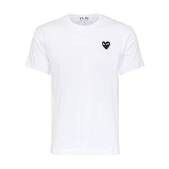 Comme Des Gar&ccedil;ons Emblem Rhinestone T-Shirt in Wei&szlig; Schwarz - - Tops - Herren - Wei&szlig; - XS