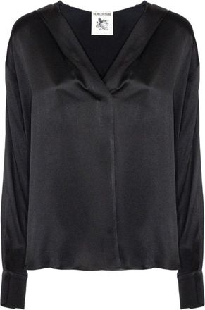 Semicouture Femme, Blouses et Chemises, Noir, Taille: 38 FR Blouse &agrave; Col en V et Capuche