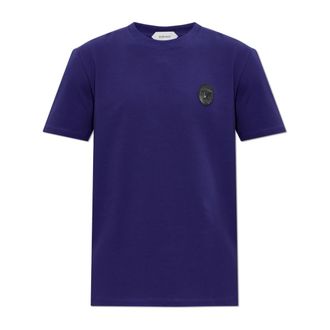 Versace Baumwoll-T-Shirt Mit Patch - - Tops - Herren - Blau - 2XL