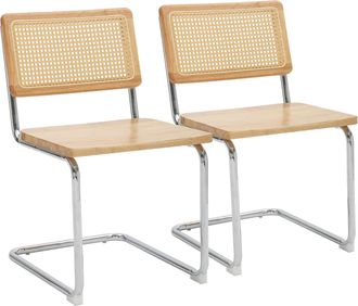 Oviala 2 St&uuml;hle aus Metall und Holz, Beige