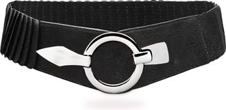 Glamexx24 Elastischer Damen Taillengürtel gürtel 6cm breiter Hüftgürtel mit silberner Ring (Schwarz, Taillenweite 75cm-110cm)