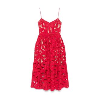 Self Portrait Midi-Kleid mit Schleifenstickerei - - Dresses - Damen - Rot - 2XS