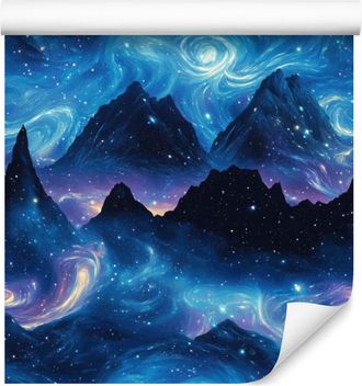 OEM Carta Da Parati Galassia Ad Acquerello Blu, Composizione Armoniosa 50x1000 Cm