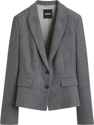HUGO BOSS Blazer slim fit en flanelle m&eacute;lang&eacute;e - Femme - Vestes - Gris - Taille: 40 FR