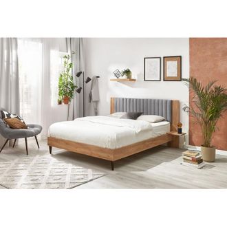BOBOCHIC Bobochic - Lit selena avec lattes massives pieds en bois weng&eacute; 140x190 Gris clair