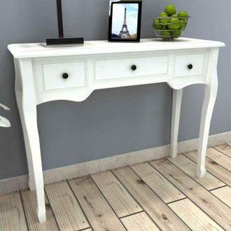 vidaXL Table de console et coiffeuse avec 3 tiroirs Blanc