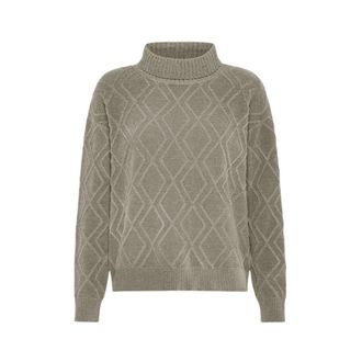Roberto Ricci Design Gepr&auml;gter Chenille Rollkragenpullover mit Diamanten - - Knitwear - Damen - Beige - M