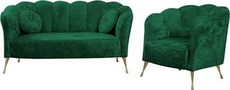 Mirjan24 Sofagarnitur Telomin I + II, Sofa Sessel Couch Polstersofa Couchgarnitur Fernsehsessel Polstergarnitur Farbauswahl (Füße: Gold, Eureka 2121)