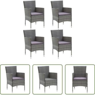 vidaXL Poly Rattan - Garten-Essst&uuml;hle 4 Stk. Poly Rattan Grau