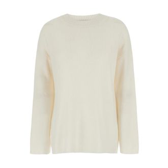 Allude Relaxed Rundhals-Pullover - - Knitwear - Damen - Wei&szlig; - XS