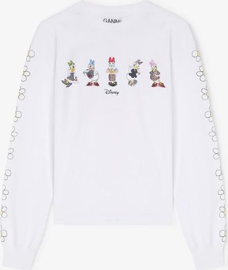 Ganni x Disney T-shirt blanc &agrave; manches longues Daisy Duck Coton biologique - Taille XL - Pour Femme