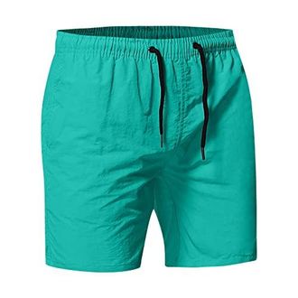 Generic Short de bain d&eacute;t&eacute; multifonction pour homme - 5 minutes - Couleur unie - Pour la plage, le sport, le fitness, les vacances, Vert, 3XL